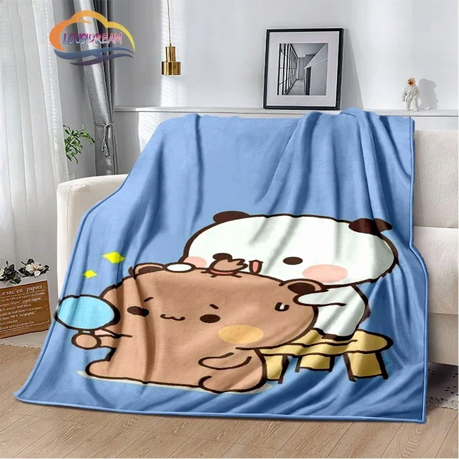 Cartoon Print Bear and Pa Blanket Cute Bubu Dudu Series Kids Warm ...