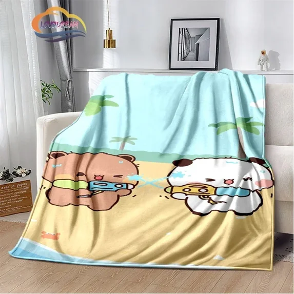 Cartoon Print Bear and Pa Blanket Cute Bubu Dudu Series Kids Warm ...