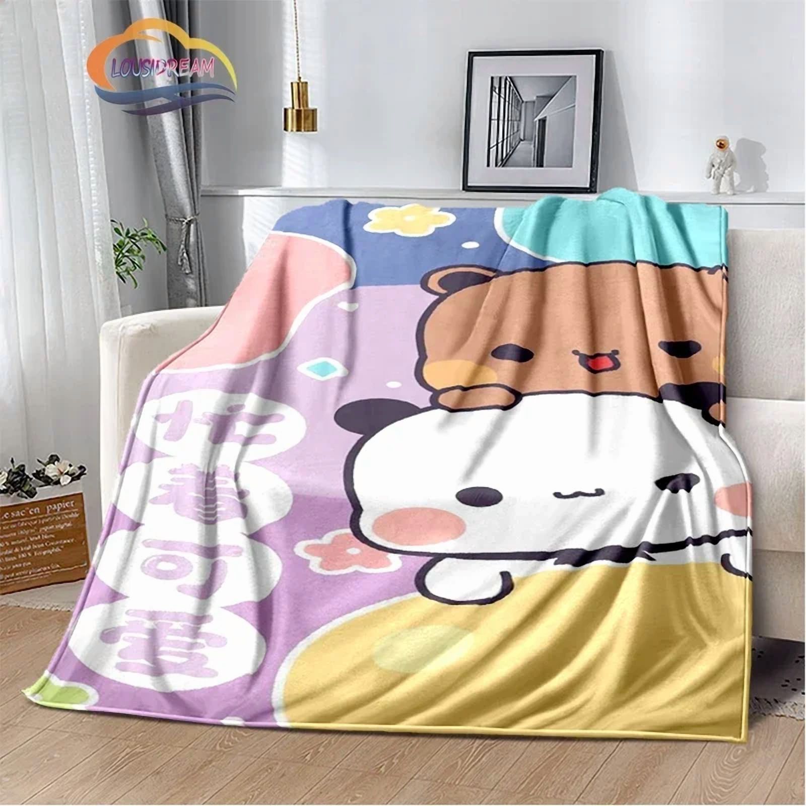Cartoon Print Bear and Pa Blanket Cute Bubu Dudu Series Kids Warm ...