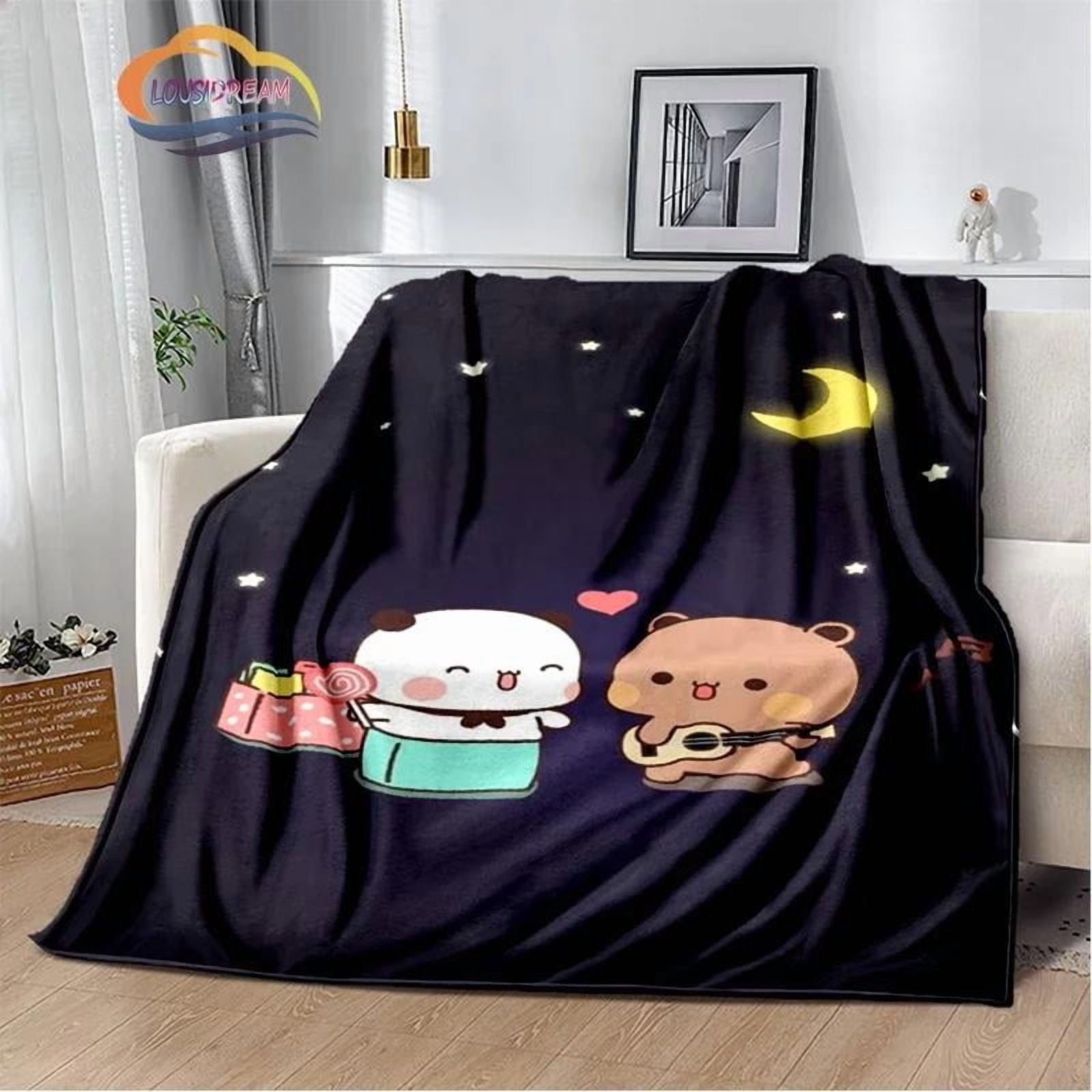 Cartoon Print Bear and Pa Blanket Cute Bubu Dudu Series Kids Warm ...