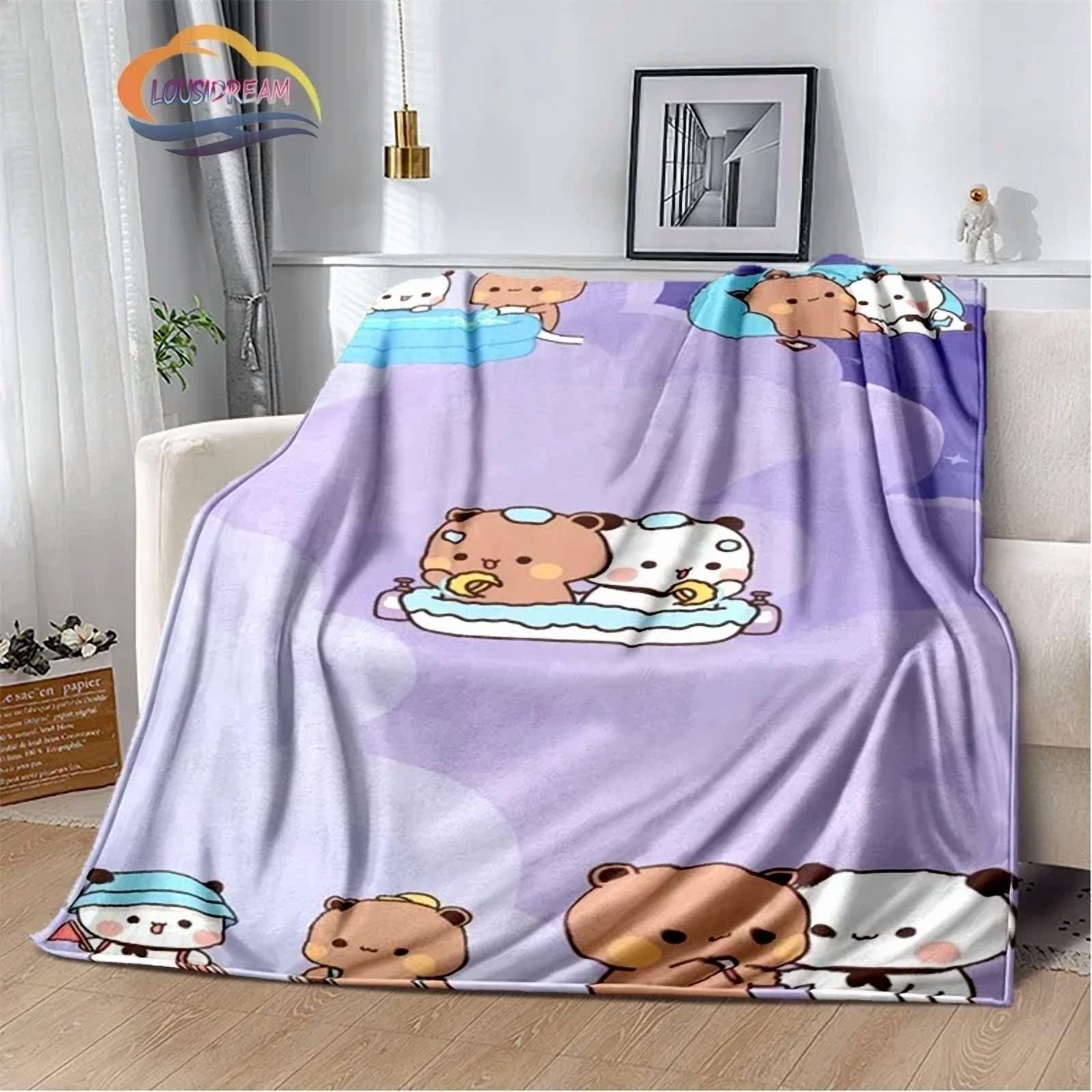 Cartoon Print Bear and Pa Blanket Cute Bubu Dudu Series Kids Warm ...