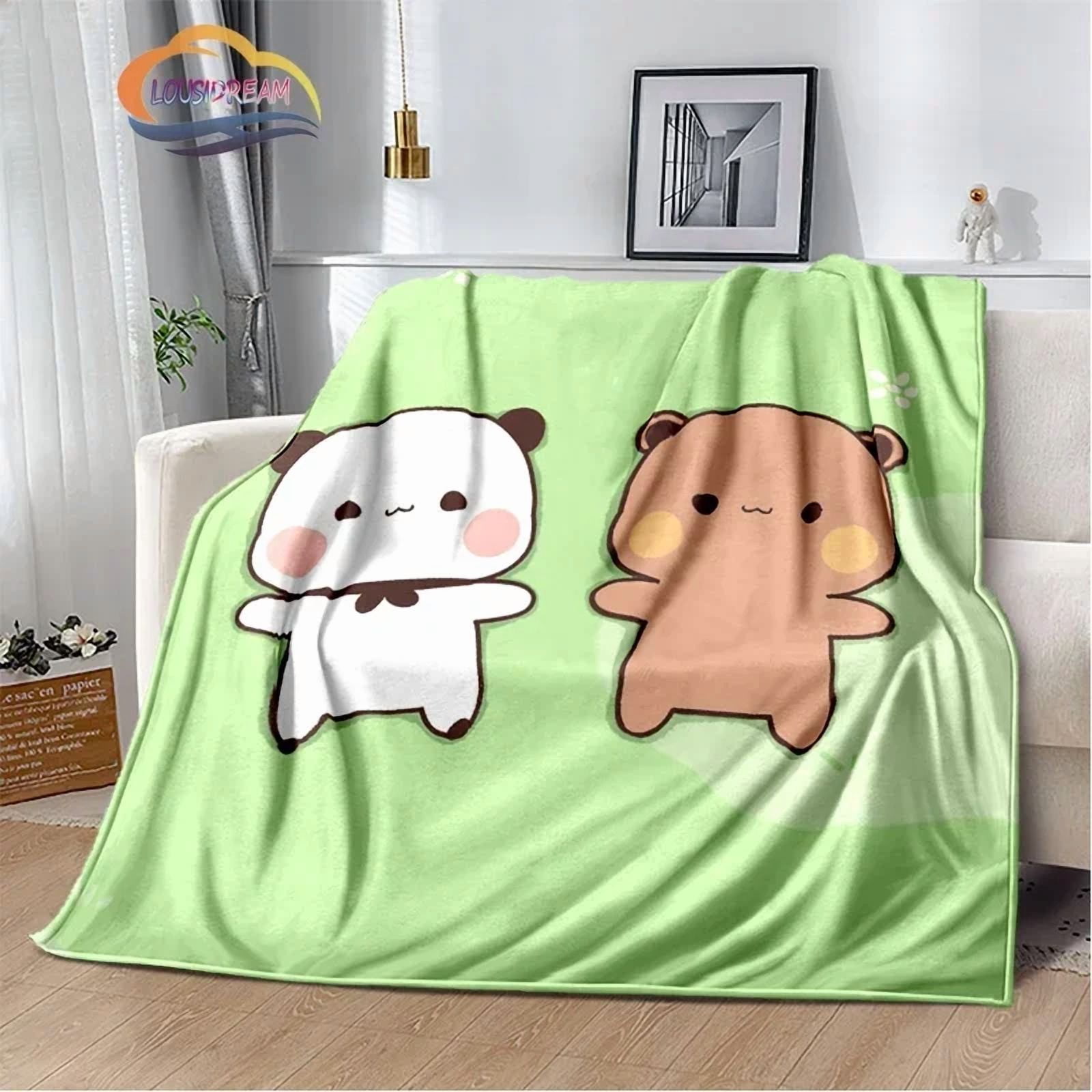 Cartoon Print Bear and Pa Blanket Cute Bubu Dudu Series Kids Warm ...
