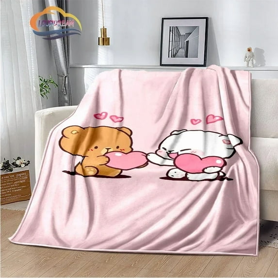 Cartoon Print Bear and Pa Blanket Cute Bubu Dudu Series Kids Warm ...