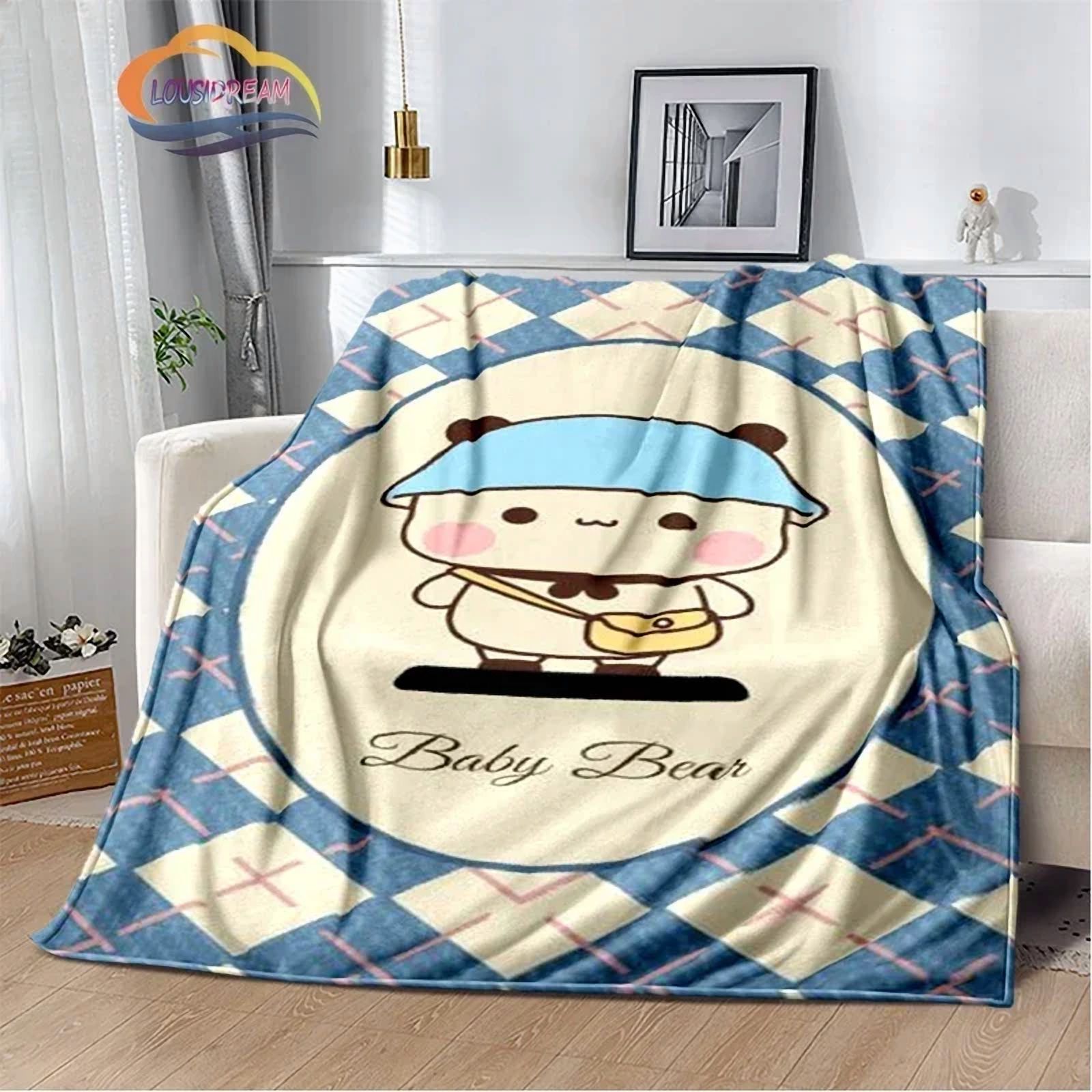 Cartoon Print Bear and Pa Blanket Cute Bubu Dudu Series Kids Warm ...