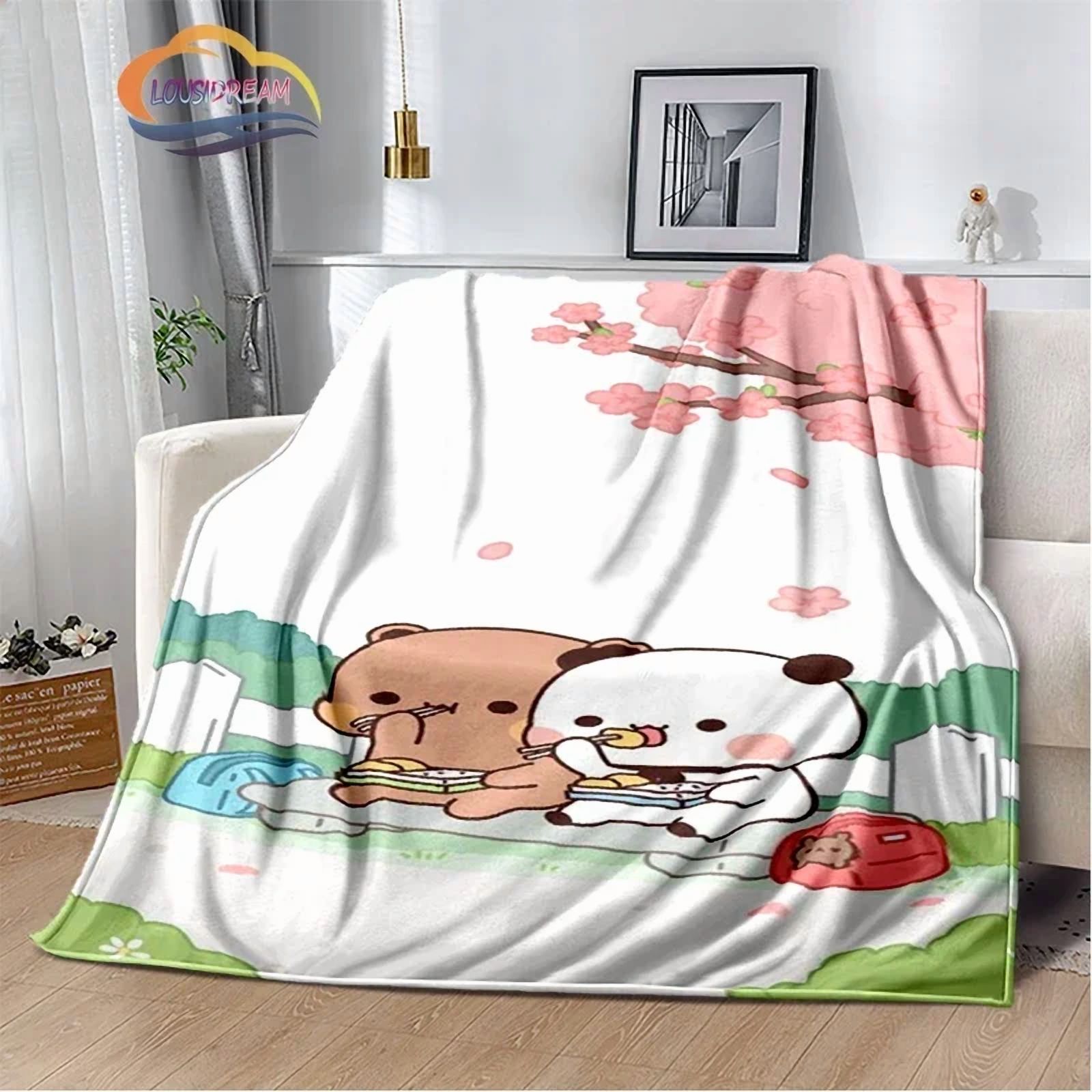 Cartoon Print Bear and Pa Blanket Cute Bubu Dudu Series Kids Warm ...