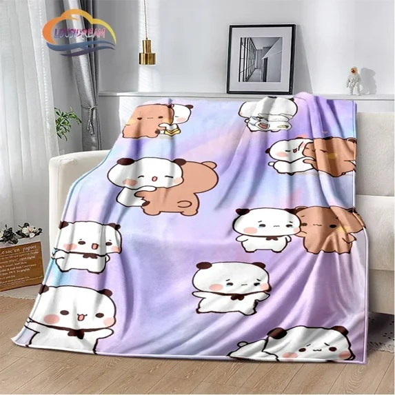 Cartoon Print Bear and Pa Blanket Cute Bubu Dudu Series Kids Warm ...