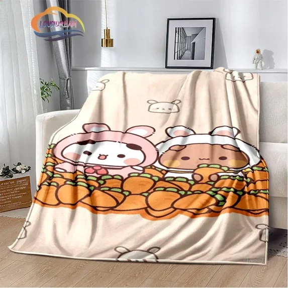 Cartoon Print Bear and Pa Blanket Cute Bubu Dudu Series Kids Warm ...