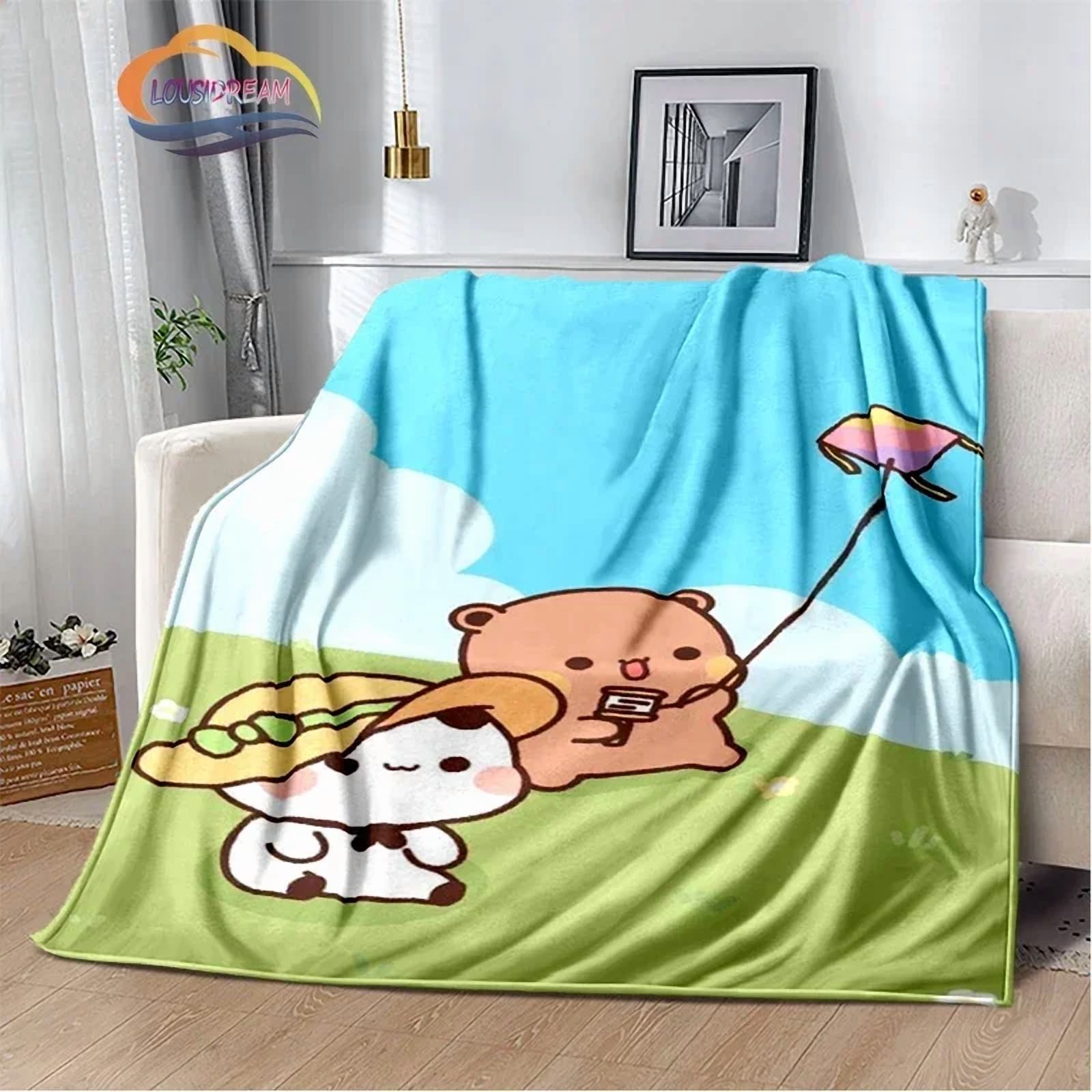 Cartoon Print Bear and Pa Blanket Cute Bubu Dudu Series Kids Warm ...