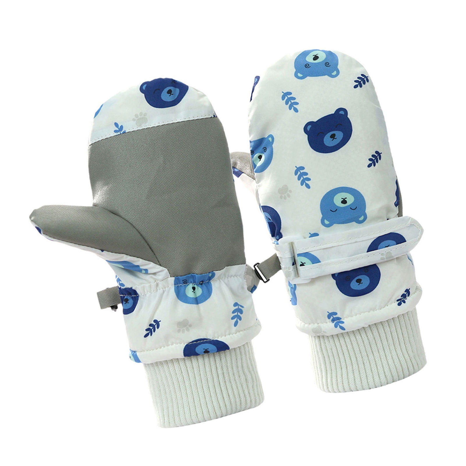 Cartoon Print Boys Girls Ski Gloves Winter Mittens Cosy Fleece Lined ...