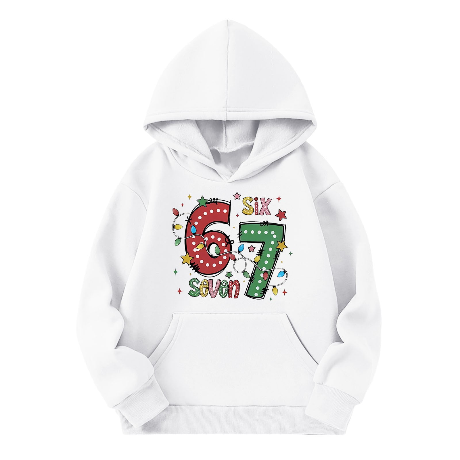 Cartoon Print Girls Hooded Sweatshirt Long Sleeve Pocket Pullover Soft ...
