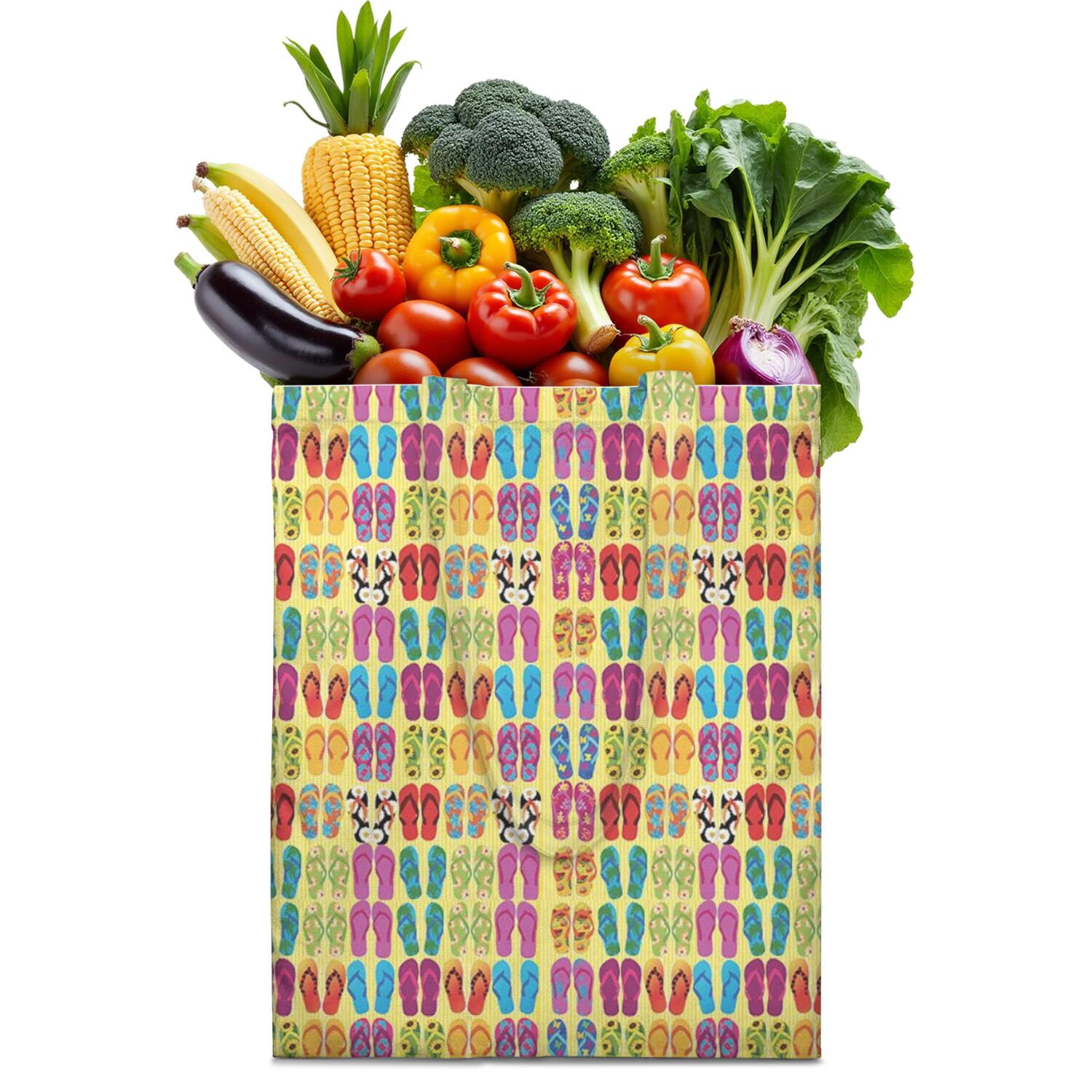 Cartoon Print Reusable Tote Bag - Cute Kawaii Doodle Design, Funny Graffiti-Style Characters ...