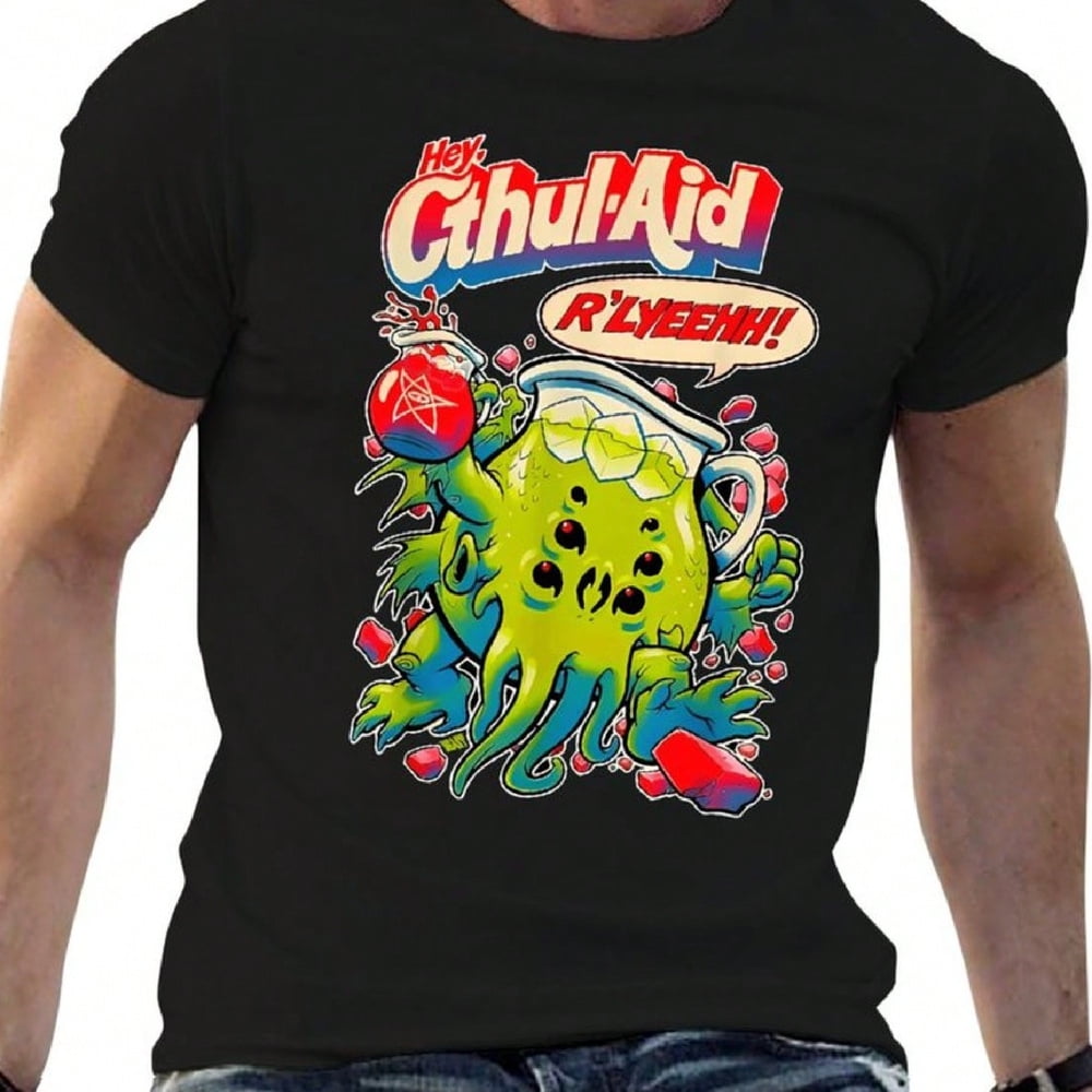 Cartoon Print Short Sleeve T-Shirt - Short Sleeve Crew Collar Cotton T ...