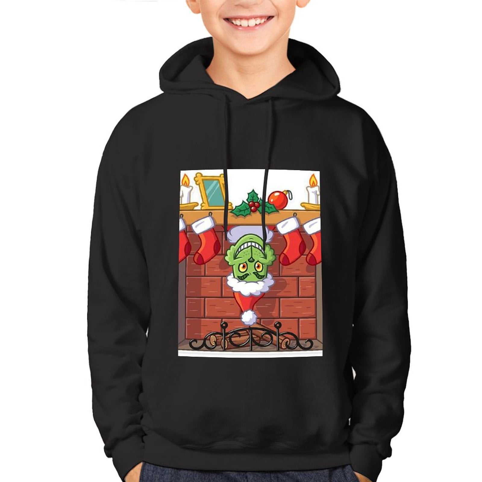 Cartoon Print Unisex Cartoon Pullover Sweatshirt with Pockets for Boys ...