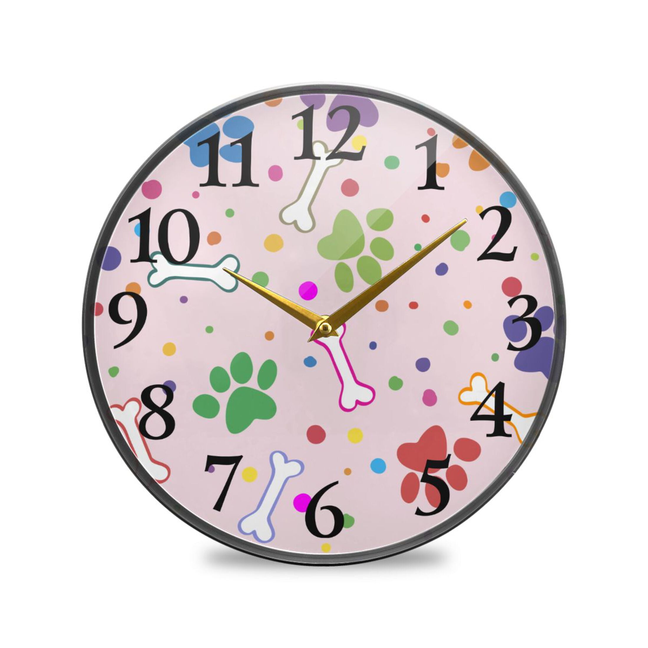 Cartoon Print and Bones Wall Clocks Battery Operated 11.9 Inch Round ...
