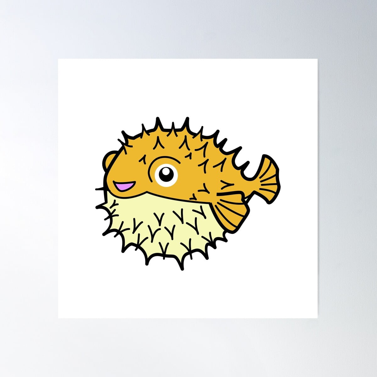 Cartoon Puffer Fish Poster Wall Art, Modern Wall Decor For Living Room ...