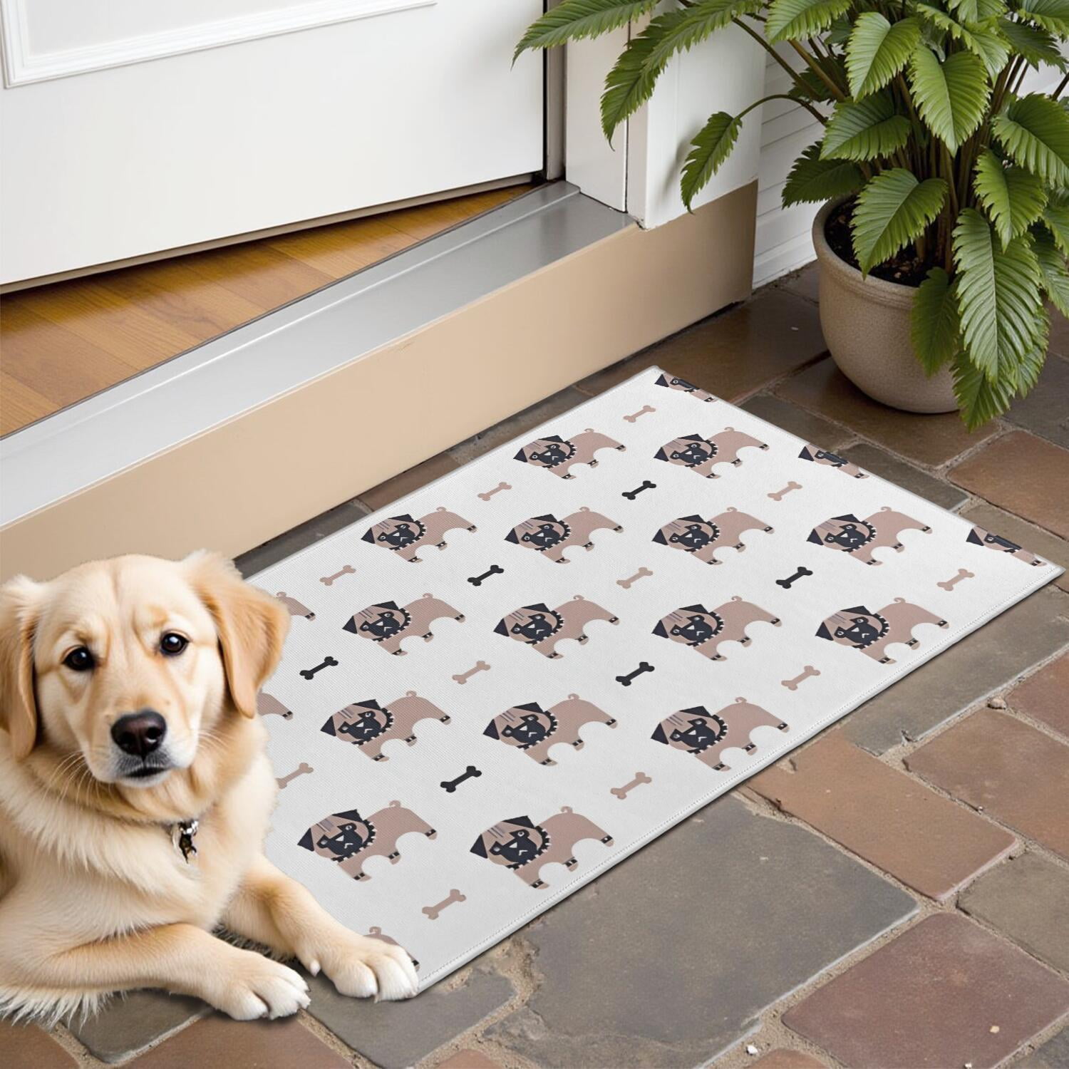 Cartoon Pug Dog Door Rugs,Washable Non Slip Door Mats Indoor,Decorative ...