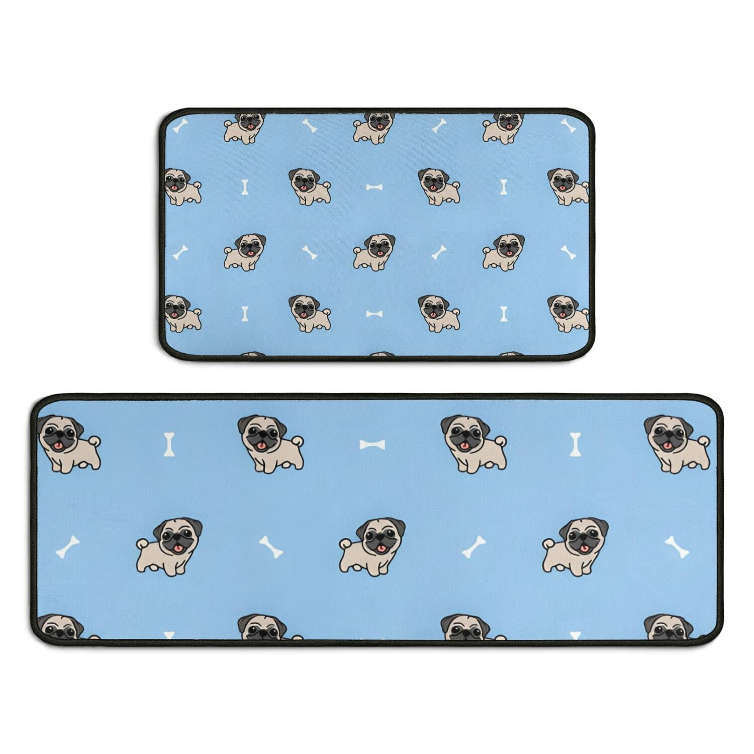 Cartoon Pug Dog Kitchen Rugs Sets Of 2,Anti Fatigue Kitchen Mat Rugs ...