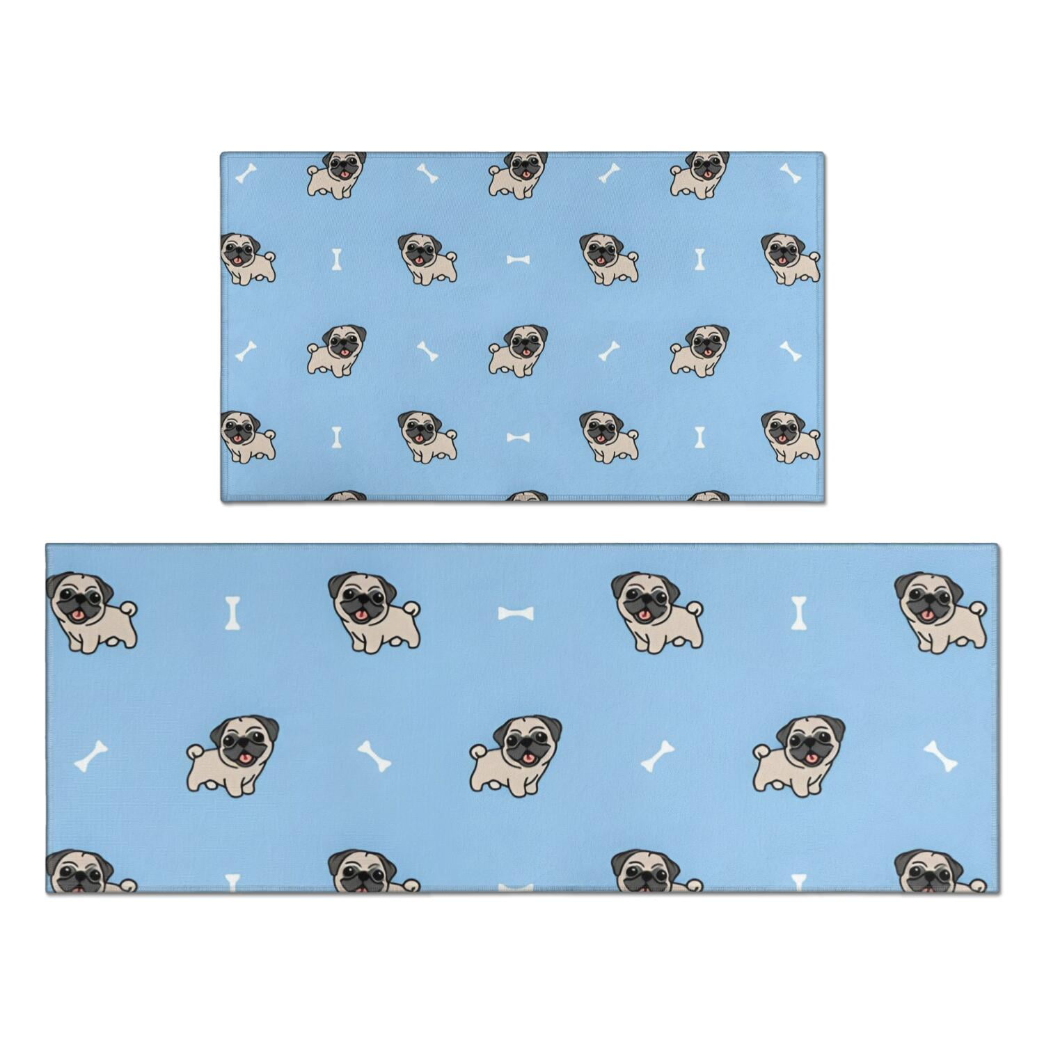 Cartoon Pug Dog Kitchen Rugs Sets Of 2,Anti Fatigue Kitchen Mat Rugs ...