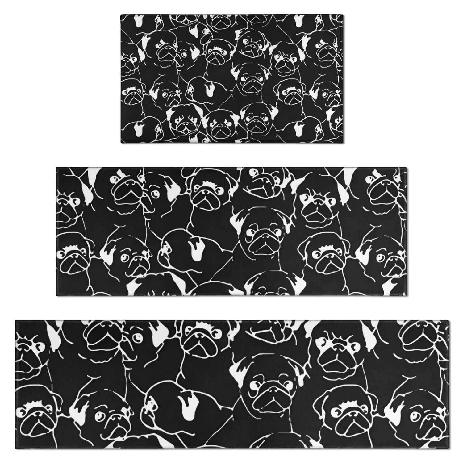 Cartoon Pug Dog Kitchen Rugs Sets Of 3,Kitchen Runner Rugs Non Skid ...