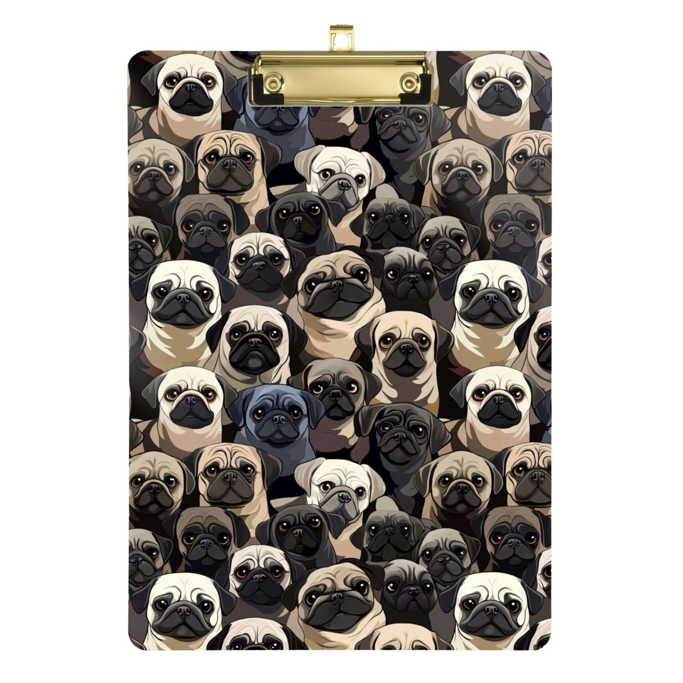 Cartoon Pug Dog Printing Acrylic Clipboard with Gold Clip for Classroom ...
