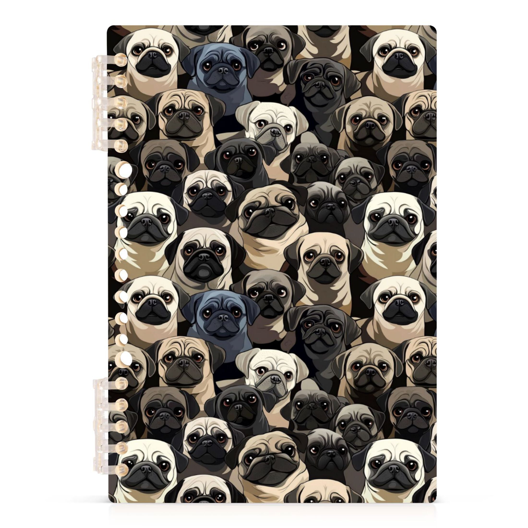 Cartoon Pug Dog Printing Lined Spiral Journal Notebook 60 Pages A5 ...