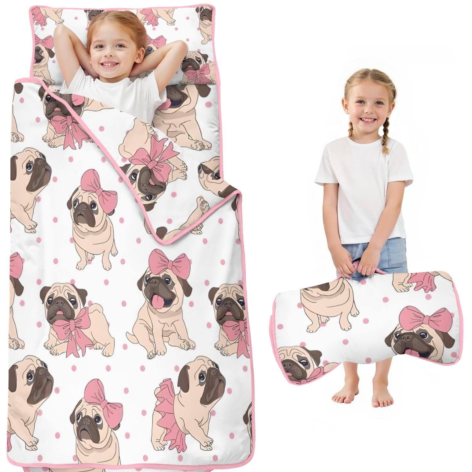 Cartoon Pug Dog Toddler Nap Mats for Kids Preschool,Sleeping Mat Bag or ...