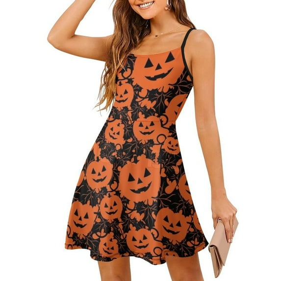 Cartoon Pumpkin Citrus Stem Slip Dress Dress Summer Elegant Women's ...
