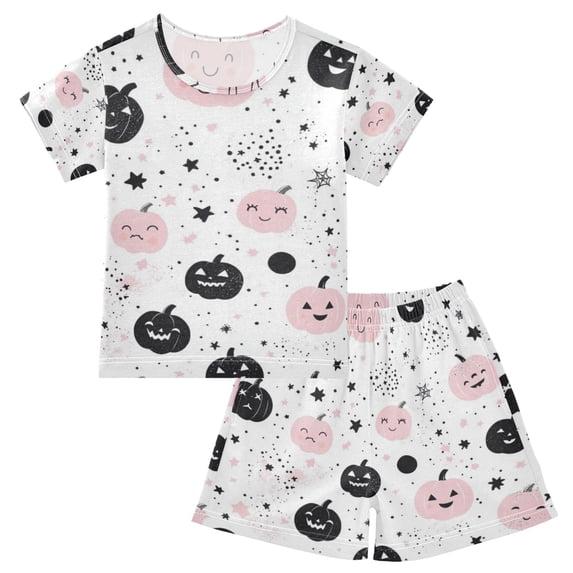 Cartoon Pumpkin Pattern Summer Pajama Set Soft Cotton Short Sleeve ...