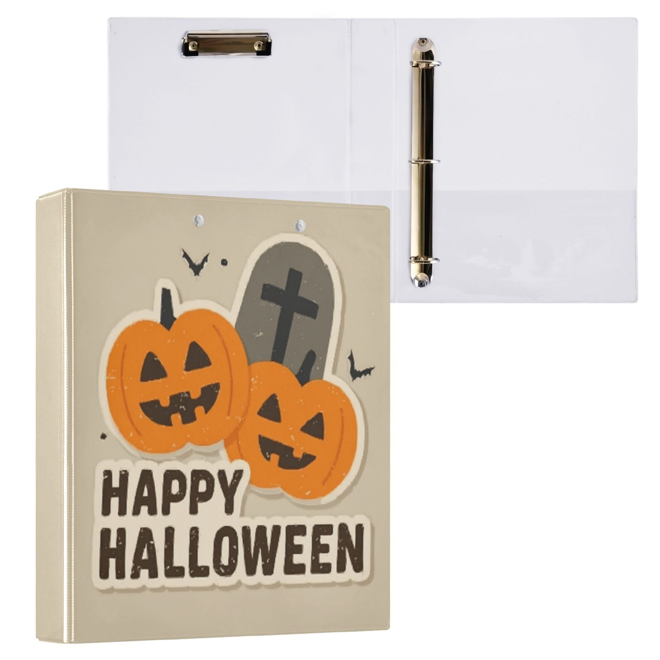 Cartoon Pumpkins and Tombstones 3 Ring Hardcover Binders 1.5in Round ...