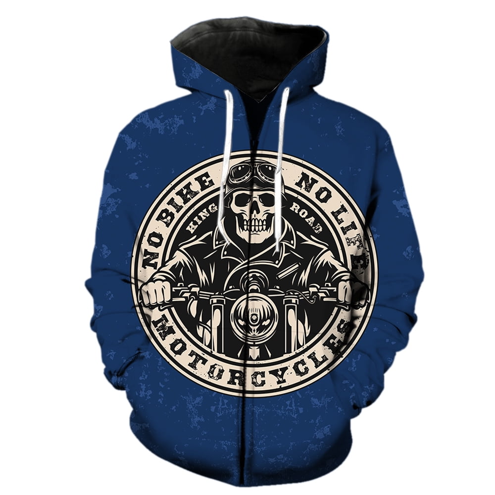 Cartoon Punk Style Motorcycle Men's Zipper Hoodie 3D Printed Casual Hip ...
