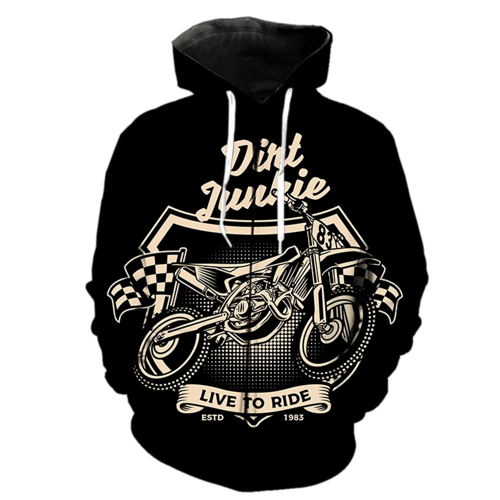 Cartoon Punk Style Motorcycle Men's Zipper Hoodie 3D Printed Casual Hip ...
