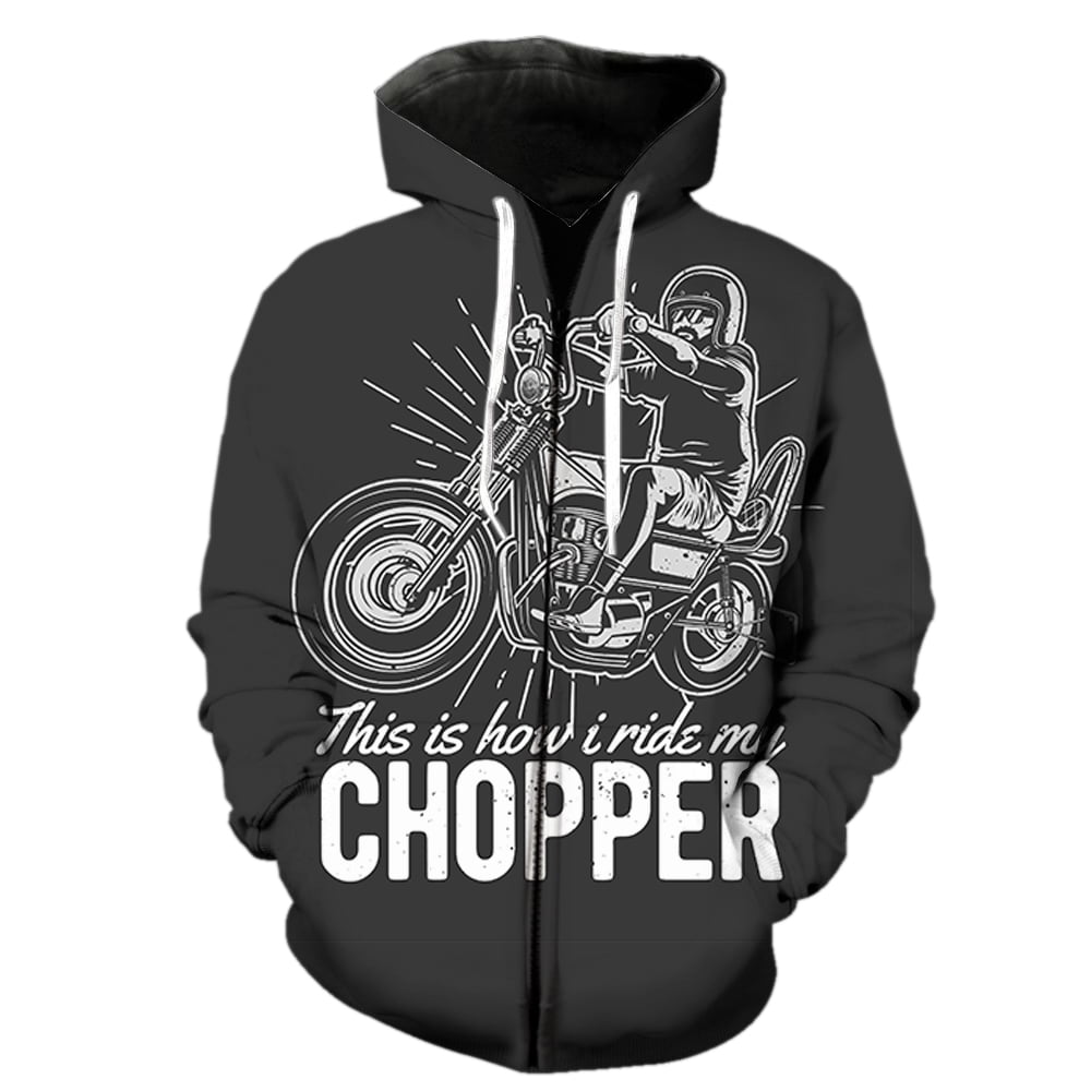 Cartoon Punk Style Motorcycle Men's Zipper Hoodie 3D Printed Oversized ...