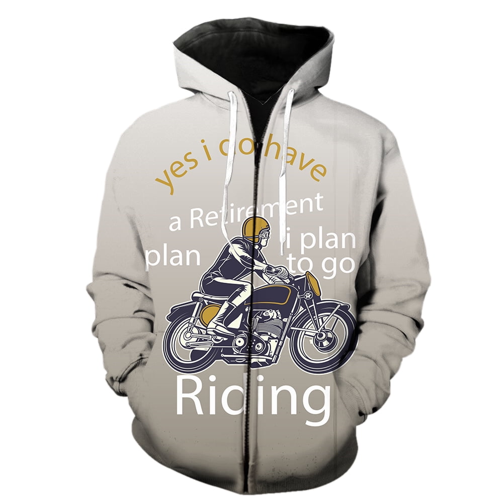 Cartoon Punk Style Motorcycle Men's Zipper Hoodie Oversized With Hood ...