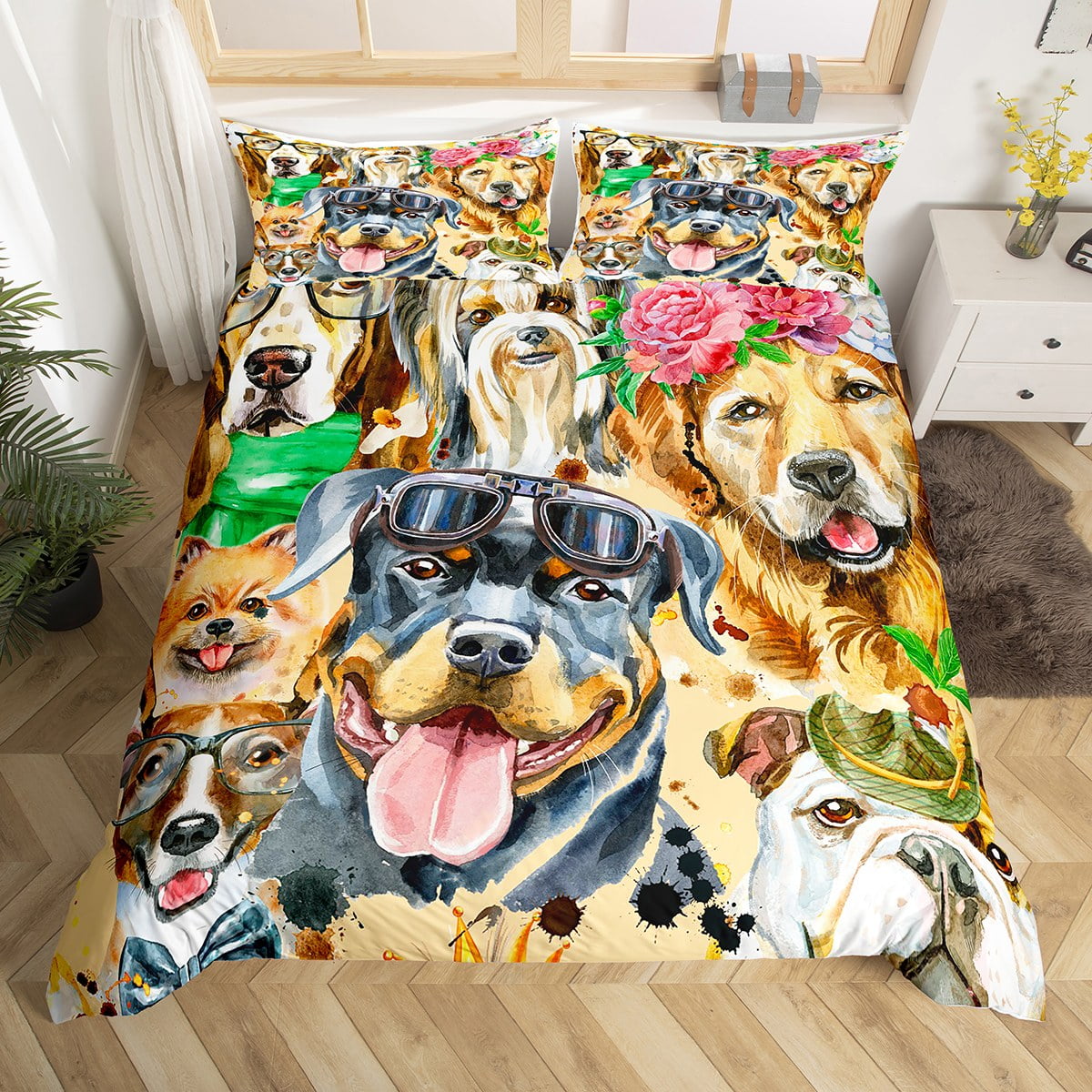 Cartoon Puppy Bedding Set Pup Dog Comforter Cover Dog Mom Gifts for ...
