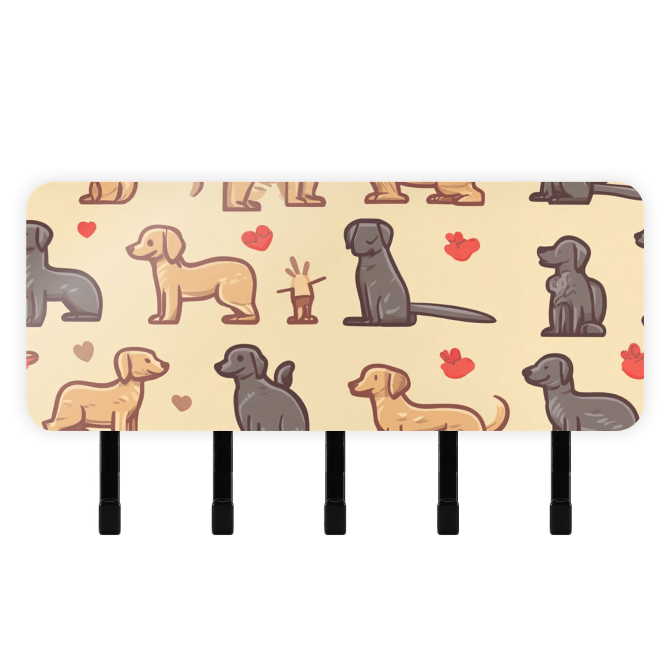 Cartoon Puppy Love Key Holder Wall Mount Small Metal Key Rack with 5 ...