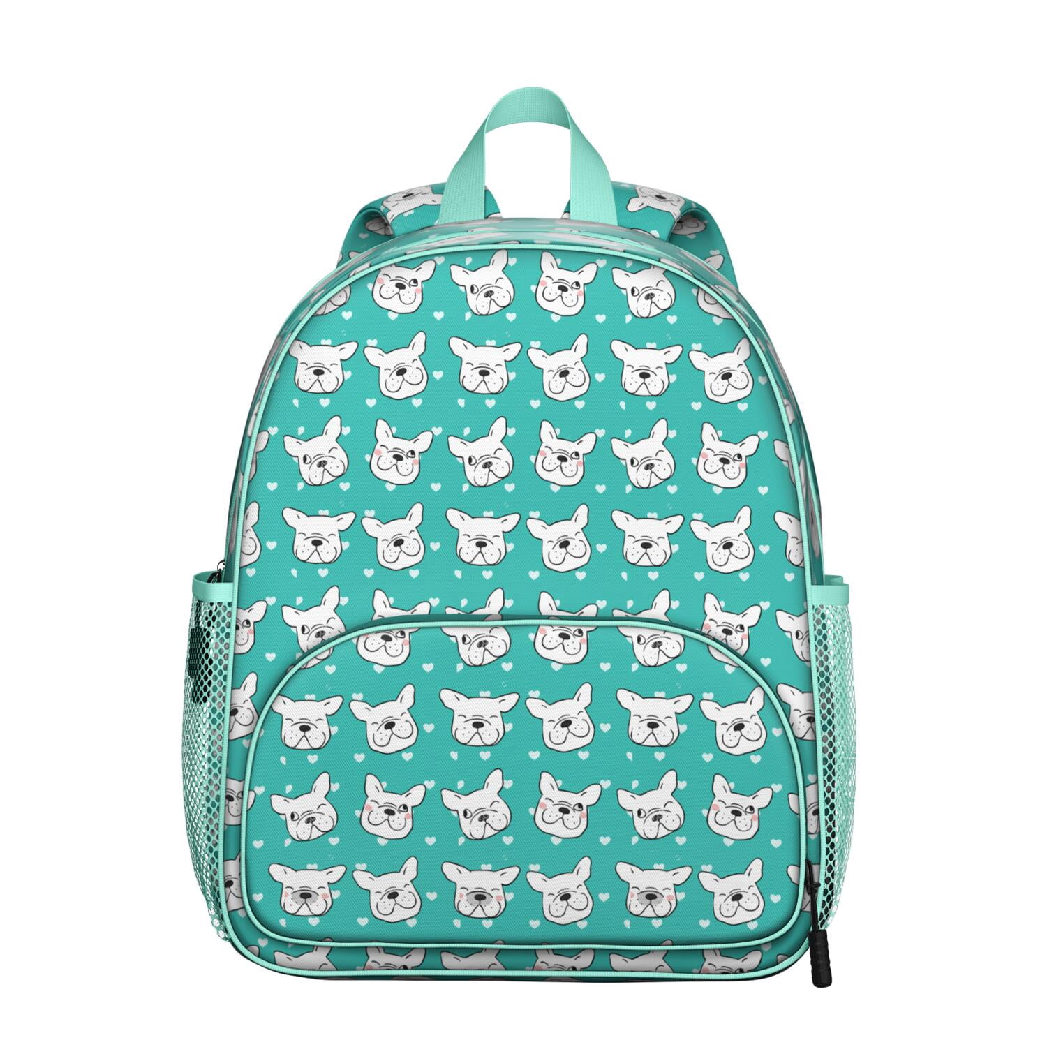 Cartoon Puppy Pattern Student Backpack – Cute Dog Paw Print with Bone ...