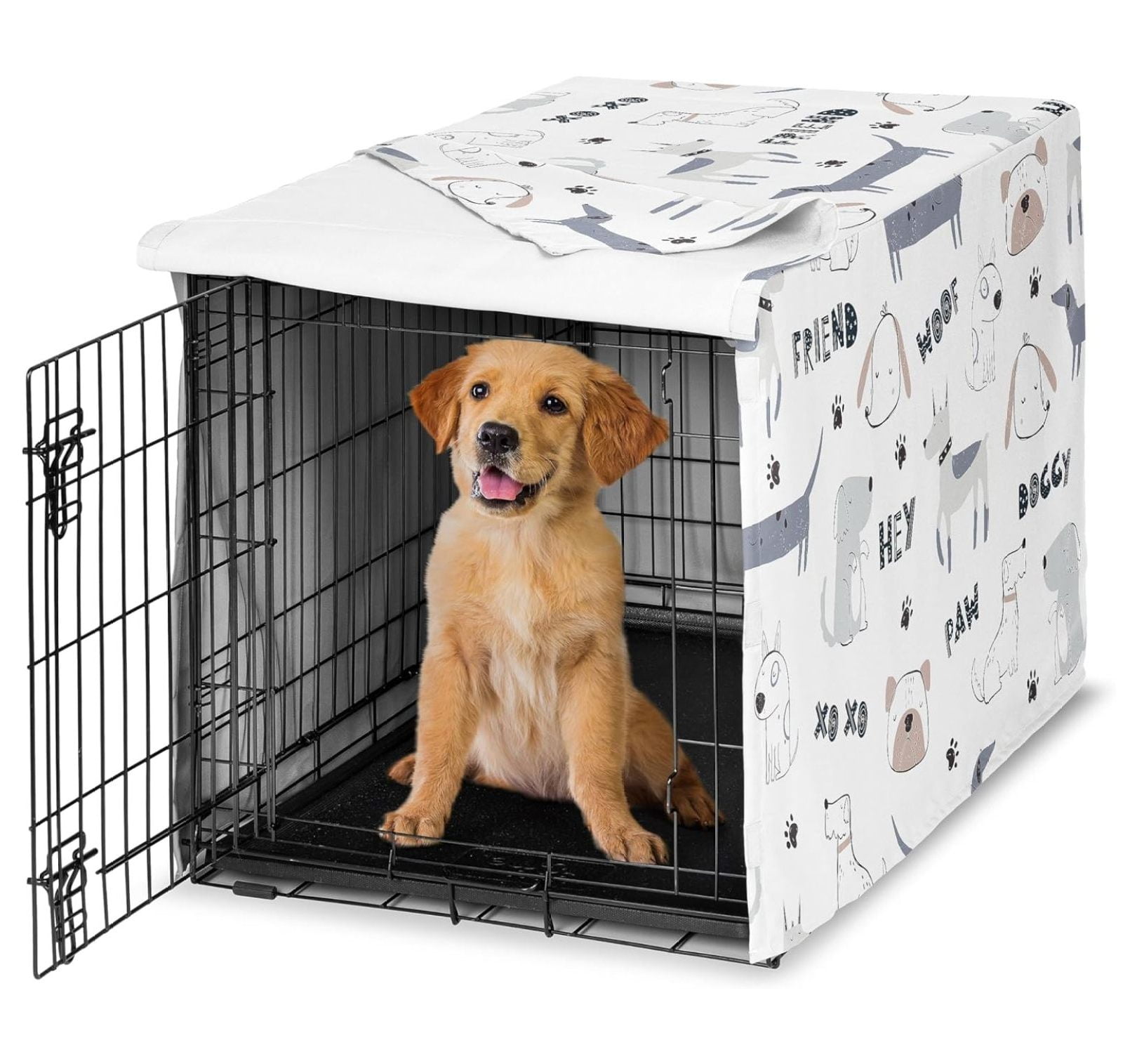 Cartoon Puppy Print Dog Crate Cover – Kennel Covers for 36 Inch Pet ...