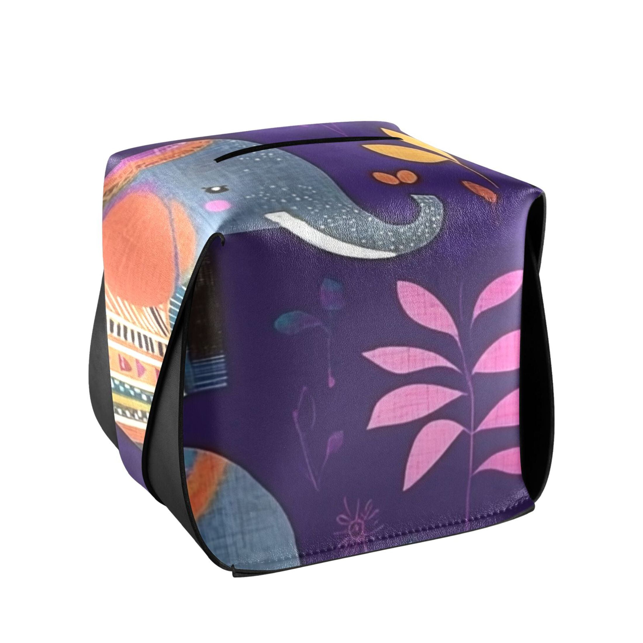 Cartoon Purple Elephant Tissue Box Cover Leather Square Rectangle ...