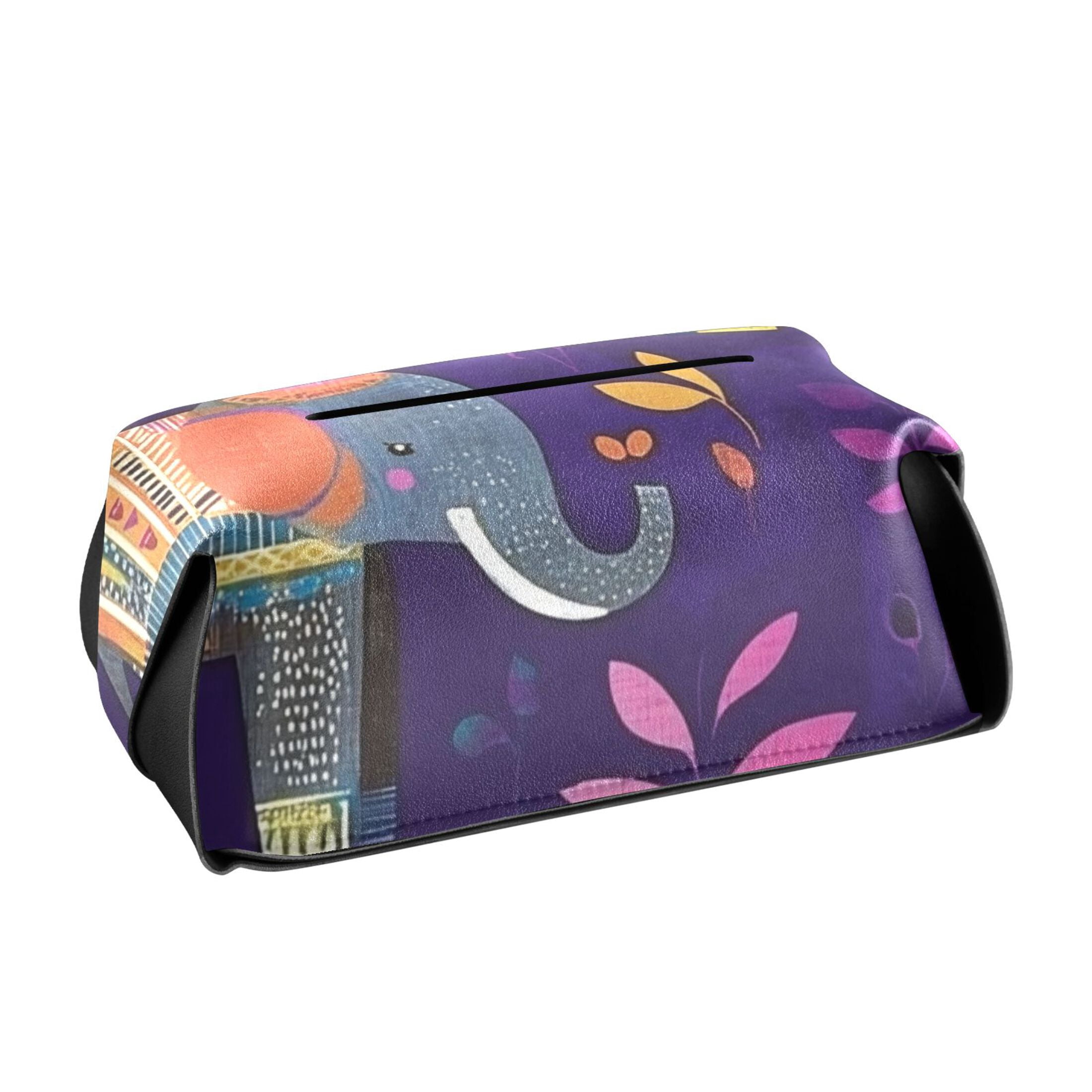Cartoon Purple Elephant Tissue Box Cover Leather Square Rectangle ...