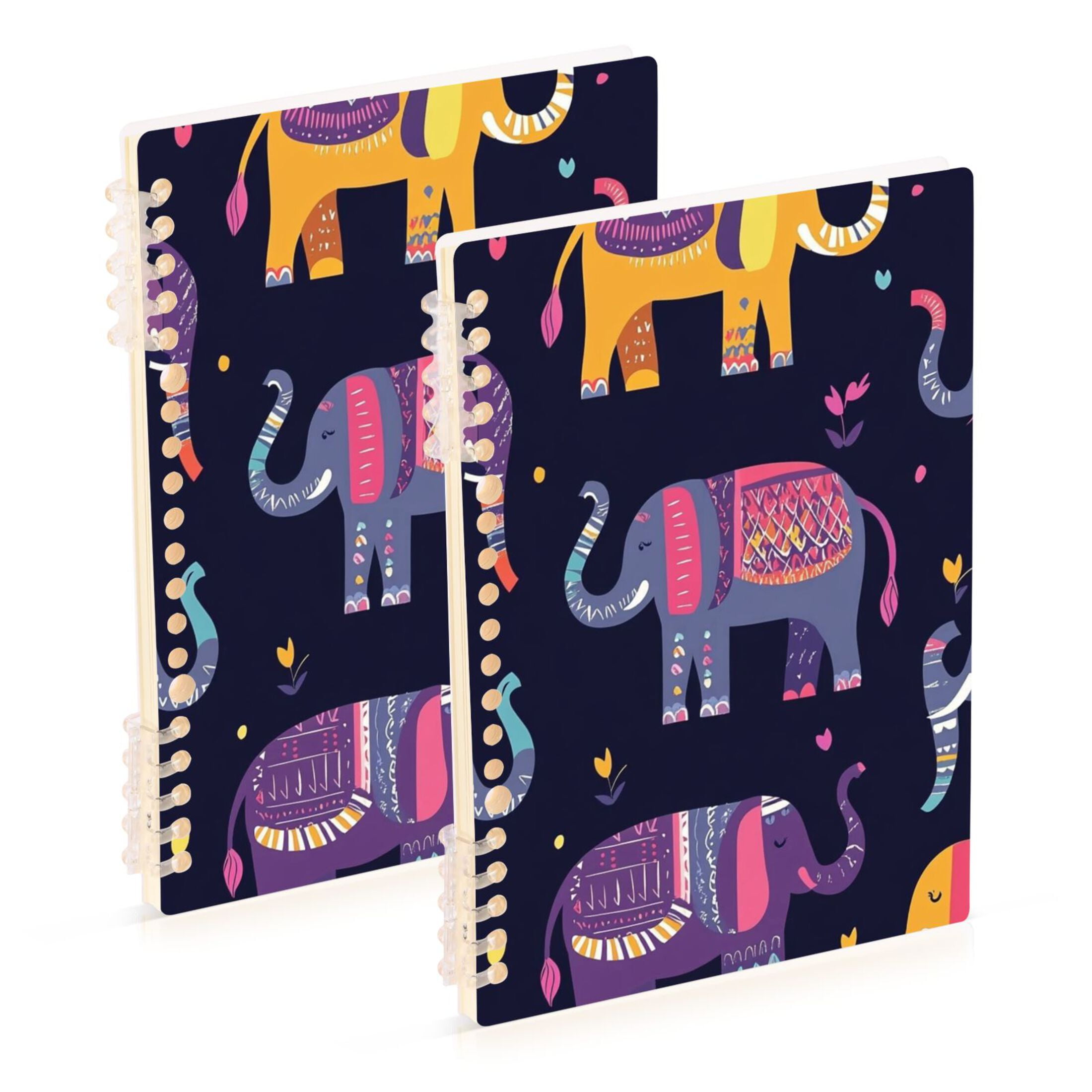Cartoon Purple Elephants Lined Spiral Journal Notebook 60 Pages A5 College Ruled Journals for ...
