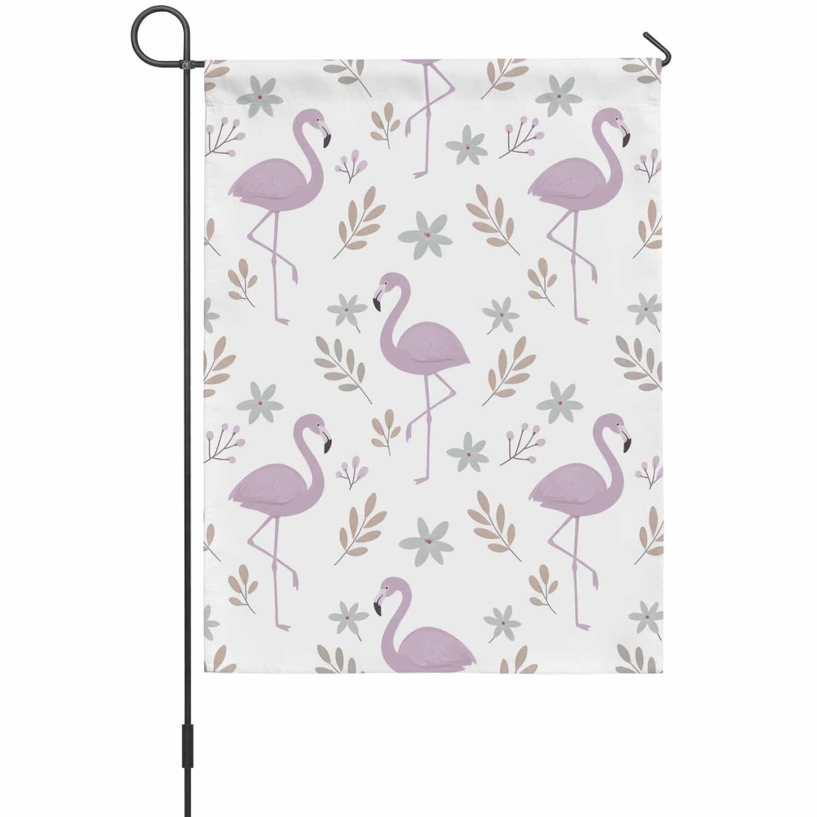 Cartoon Purple Flamingo House Flags For Outdoor, Animal Boho Tropical ...