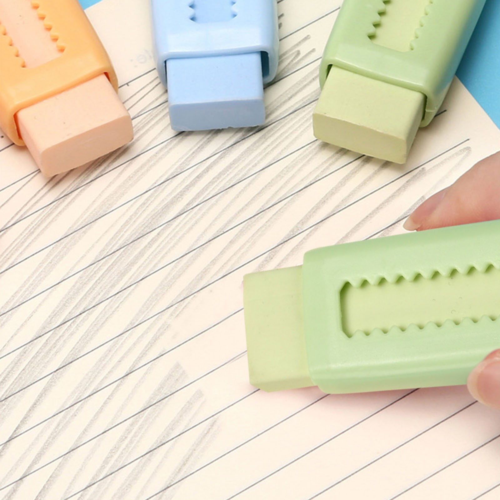 Cartoon Push-Pull Eraser 5Pc Green|5 Piece Sliding Retractable Pencil ...