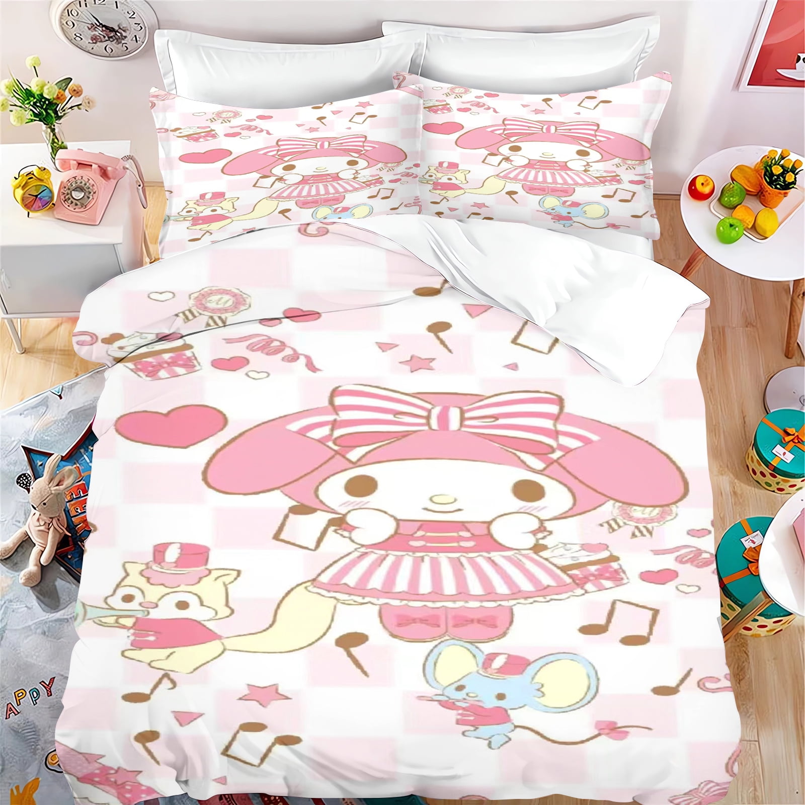 Cartoon Quilt Cover My Melody Sanrio Double Duvet 3Pcs Printing Home ...