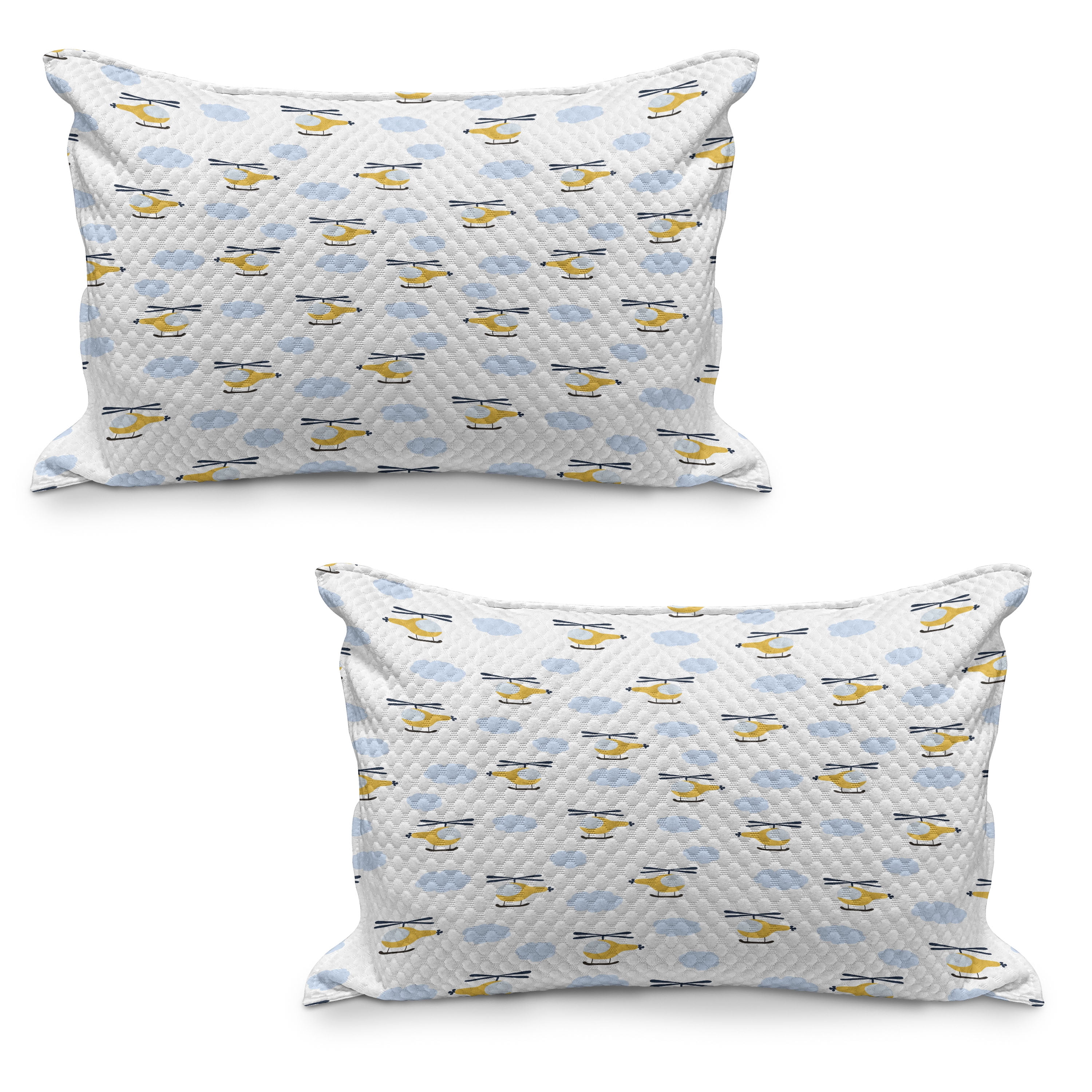 Cartoon Quilted Pillowcover Set of 2, Aircraft in Clouds Boys Girls ...