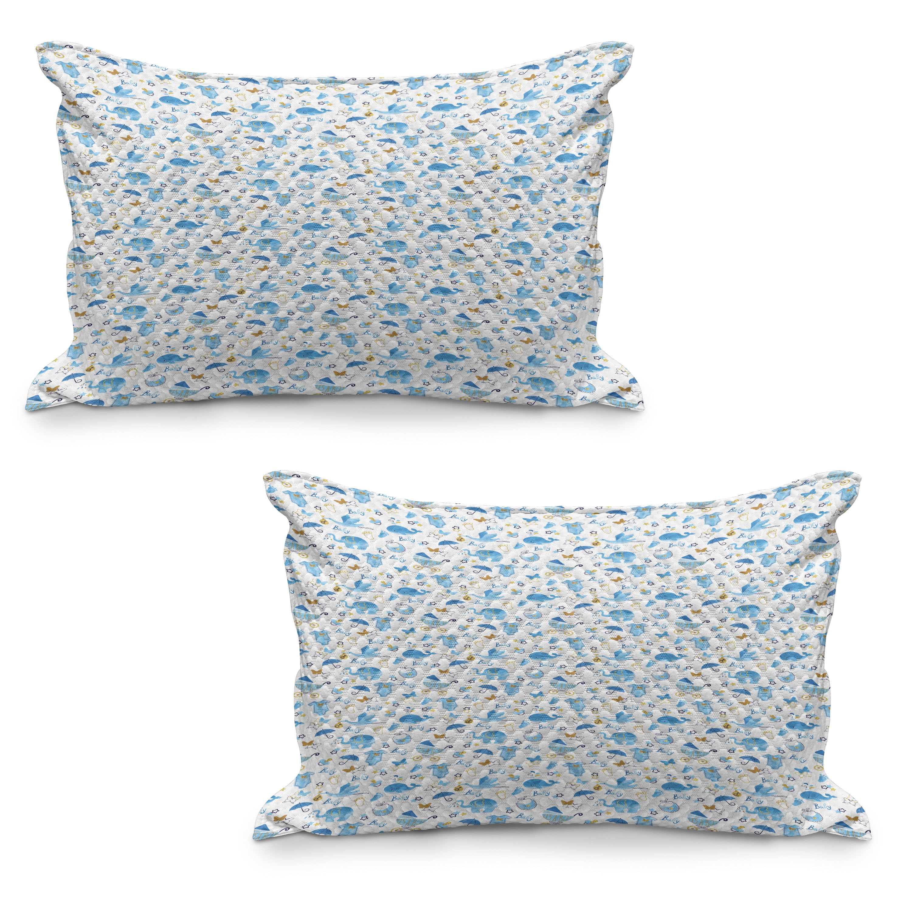 Cartoon Quilted Pillowcover Set of 2, Its a Boy Stork Carrying an ...