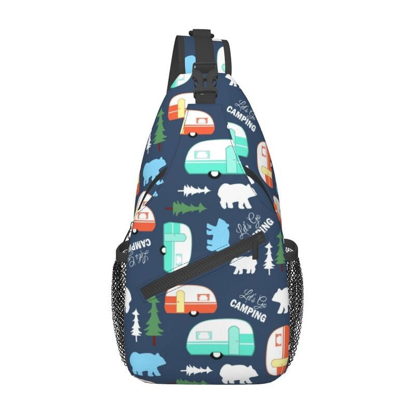 Cartoon RV Happy Camper Sling Bag for Men Fashion Outdoors Adventure ...