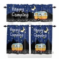 Cartoon RV Kitchen Curtains Valances and Tiers Happy Camping Moon Star ...