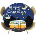 Cartoon RV Round Fitted Tablecloth with Elastic Edge, Happy Camping ...