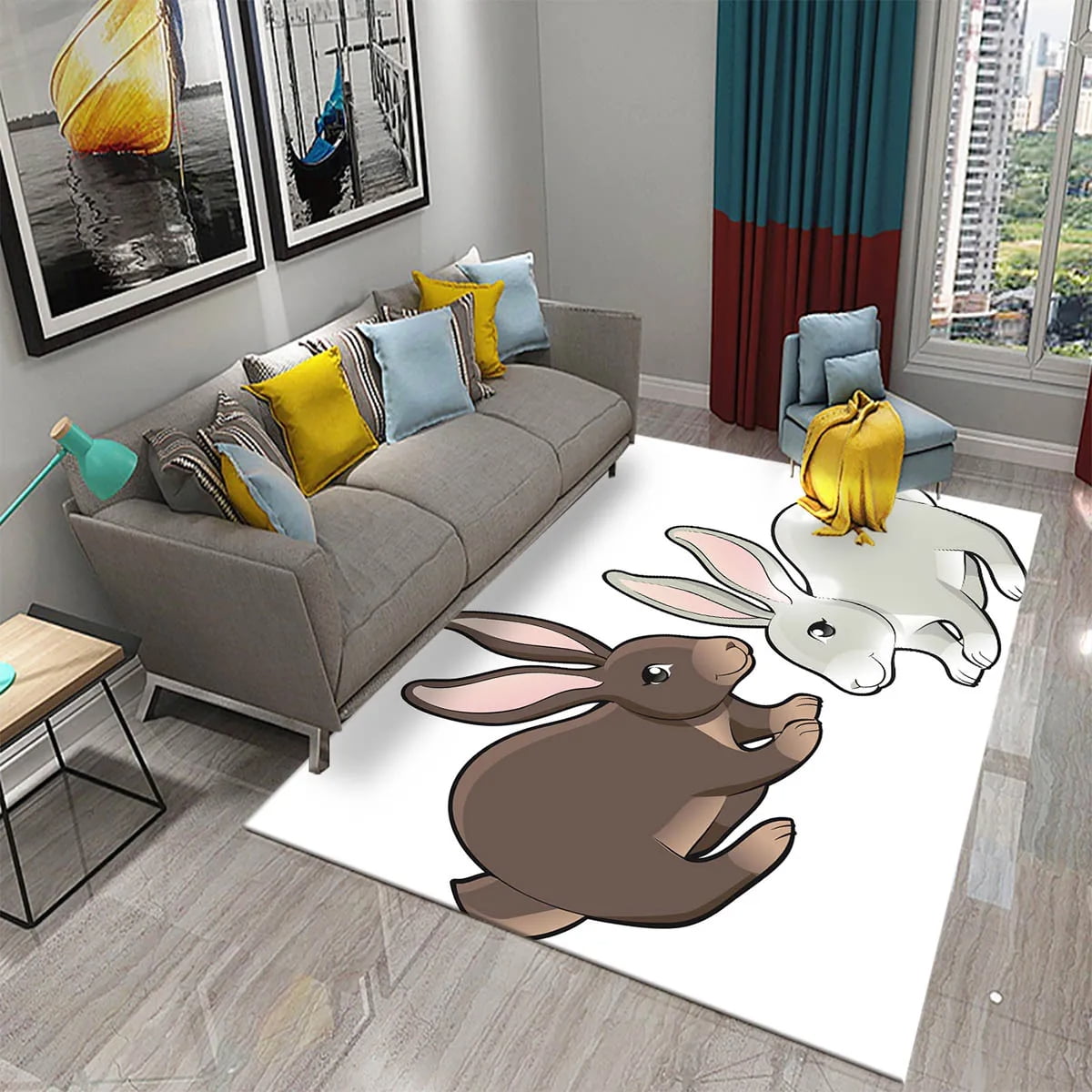 Cartoon Rabbit Carpet for Living Room Bedroom Bedside Rugs Cute Animals ...