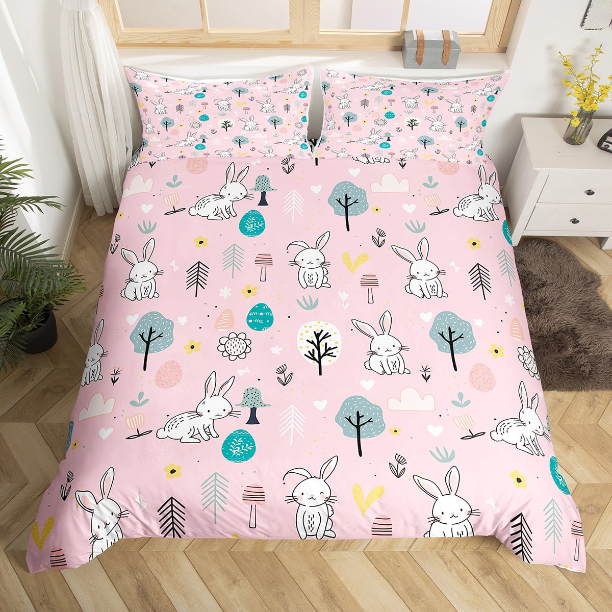 Cartoon Rabbit Comforter Cover for Boys Girls Wild Animal Duvet Cover ...